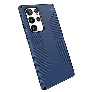 Speck Black Samsung Galaxy S22 Ultra Case - Drop Protection, Extra Grip, Scratch Resistant & Shock-Absorbent Case for Galaxy S22 Ultra - Slim Design Grip Case - Coastal Blue Black Storm Blue Presidio2