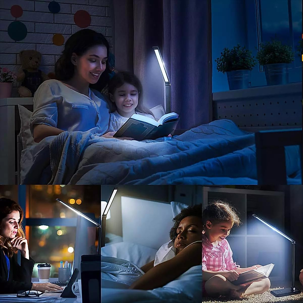 JOSTIC LED Desk Lamp with Wireless Charger, USB Charging Port, Desk Lighting with 10 Brightness, 5 Color Modes, Dimmable Eye Caring Reading Desk Light for Home Office, Touch Control, Auto Timer, Black