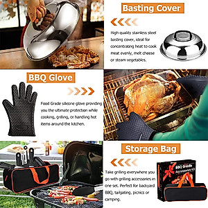 Blackstone Griddle Accessories Kit, 145 Pcs Flat Top Grill Accessories for Blackstone and Camp Chef, Professional Grill Spatula Stainless Steel BBQ Accessories for Men Outdoor Camping