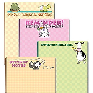 Cute Humorous Notepads - 4 Assorted Funny Note Pads