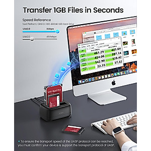 ORICO Hard Drive Docking Station Dual Bay USB 3.0 to SATA with Duplicator/Offline Clone Function External Hard Drive Dock for 2.5''/3.5'' HDD SSD Max Up to 40TB Support UASP Plug&Play-DD-C