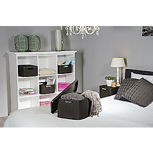 Curver Style Set of 3 Baskets with Lids, Sizes S 7 Litres, M 18 Litres and L 30 Litres, Anthracite