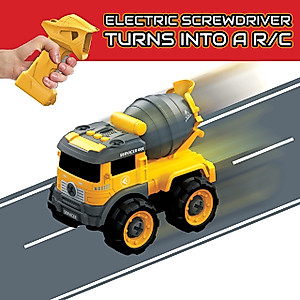 5-in-1 Take Apart Construction Toys and DIY Engineering Playset with Remote Control and Electric Screwdriver. For Toddler Boys Kid Child who loves tools and construction equipment. 3 4 5 6-Year-Olds.