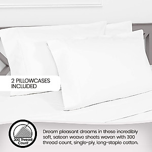 Whisper Organics, 100% Organic Cotton Sheets - 300 Thread Count Bed Sheets Set - Premium Quality Sheets - Deep Pocket Sheet Set - GOTS Certified, White (Full Size)