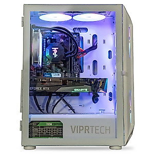 ViprTech Ghost 3.0 Liquid-Cooled PC - AMD Ryzen 5 5600X (12-LCore 4.6Ghz), RTX 4060 8GB, 32GB DDR4 3200 RAM, 1TB NVMe SSD, VR-Ready, Streaming, WiFi, RGB, Win 11, Warranty, Gaming Desktop Computer