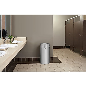 Rubbermaid Commercial Products Crowne Collection Open Top Trash Can, 30-Gallon, Aluminum, Indoor/Outdoor Waste Container for Mall/School/Office