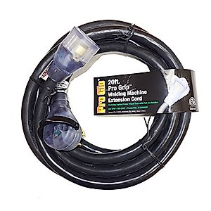 Pro Grip 8 Gauge STW 20 Foot Welding Extension Cord 40A-250V with Lighted Ends - Black
