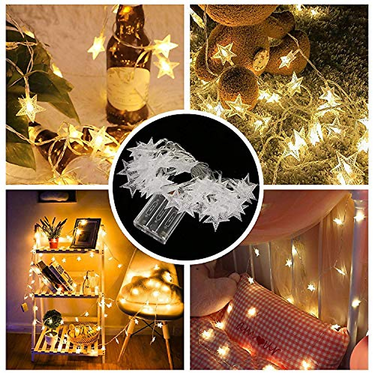 Star LED String Lights - 70 LED 33 FT Twinkle Star Battery Operated Fairy Lights Waterproof for Outdoor, Indoor, Bedroom, Wedding, Party, Christmas Halloween Garden Decorations