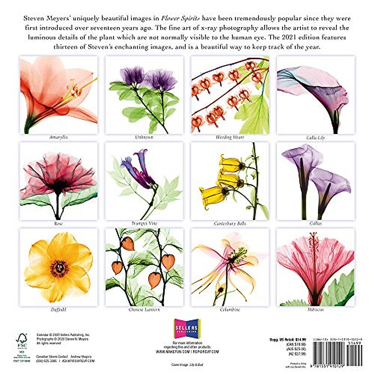 2021 Flower Spirits Radiographs of Nature by Steven N. Meyers 16-Month Wall Calendar