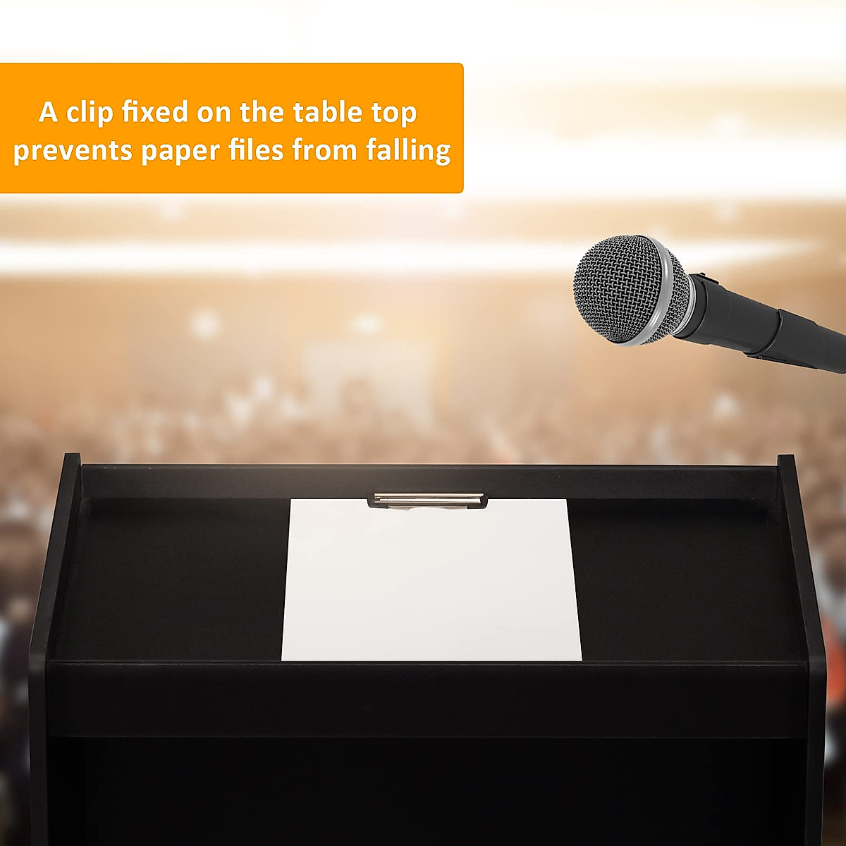 VINGLI 46.5”H Portable Podium Stand Mobile Lectern Podium with Storage Compartments, Pulpits for Churches, Reception Desk Checkout Stand for Meeting Room, Auditorium, Classroom and Reception, Black