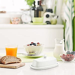 Yedio Porcelain Butter Dish with Lid, 8 inches Butter Holder, Perfect for East and West Coast Butter, white