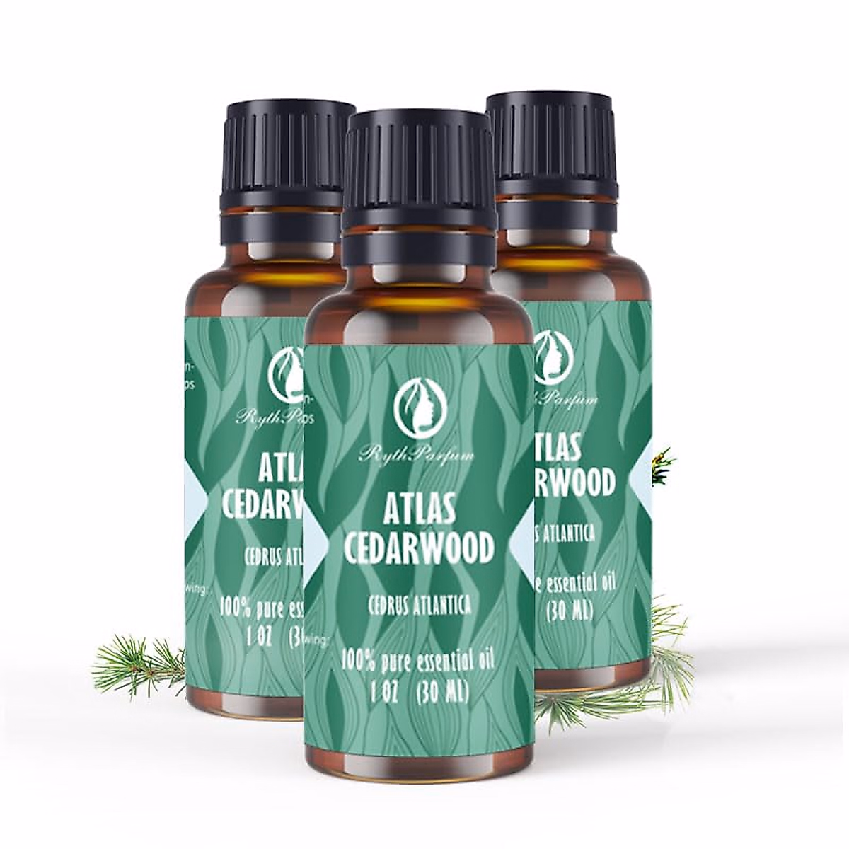 RythParfum Atlas Cedarwood Essential Oil with Dropper|100% Pure,Undiluted Natural Mint Oil for Diffuser,Humidifier,Aromatherapy (Pack of 3 oz)