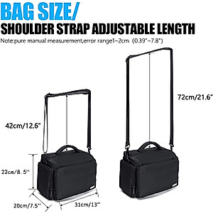 CADeN Compact Camera Shoulder Crossbody Bag Case Compatible for Nikon, Canon, Sony SLR/DSLR Mirrorless Cameras and Lenses Waterproof (1.0 L, Black)