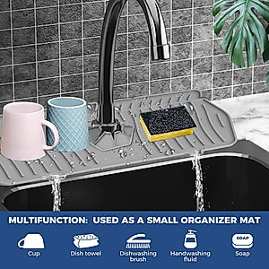 Silicone Faucet Pad,Silicone Faucet Handle, Kitchen Sink Accessories , Kitchen Bathroom Countertop Water Tank Splash Cover Silicone Faucet Splash Pad, Drip Catcher Tray(Gray-Small)