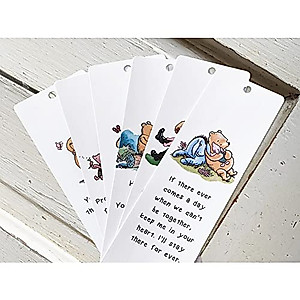 10 Pcs Winnie Bookmark， Winnie Theme Book Markers with Gold Ribbons, 15 x 5 cm
