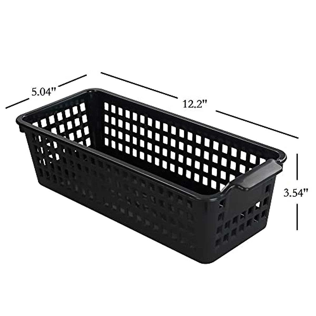Bblina Slim Storage Baskets, Small Plastic Organizing Bins Set of 6, Black