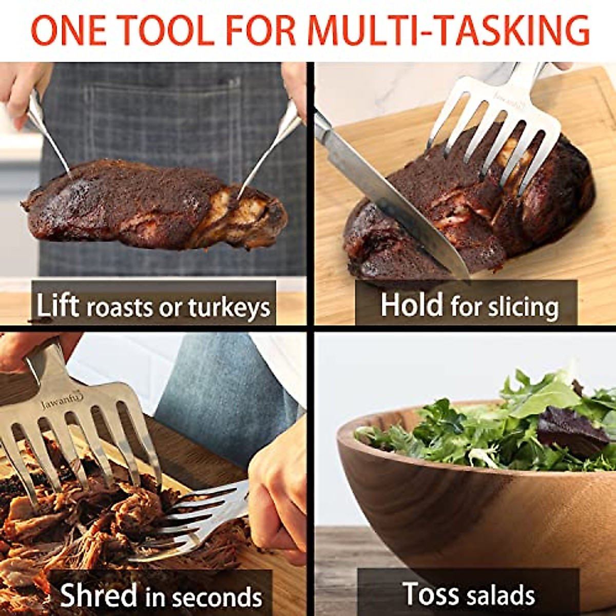 Meat Shredder Claws, Stainless Steel Meat Claws, Bear Claws for Shredding Meat, BBQ Claws For Handling, Lifting, Shredding Pork, Chicken, Pulled Pork Claw x2