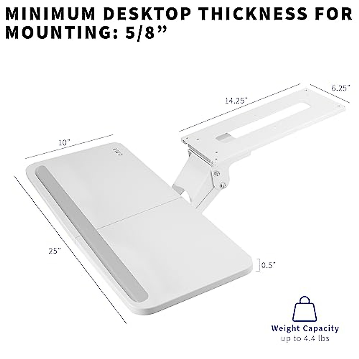 VIVO Adjustable Computer Keyboard and Mouse Platform Tray Ergonomic Under Table Desk Mount Drawer Underdesk Shelf, White, MOUNT-KB03W…