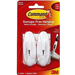 Command Strips 17068 Medium Command Wire Hooks 2 Count
