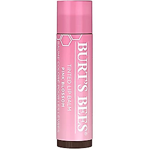 Burt's Bees Lip Balm, Tinted Moisturizing Lip Care for Women, for Dry Lips, 100% Natural, with Shea Butter, Pink Blossom (2 Pack)