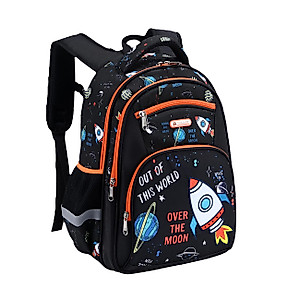 Kid Bookbag Boy Kindergarten Elenemtary Preschool Multi Compartment Backpack, Chest Strap Side Pockets