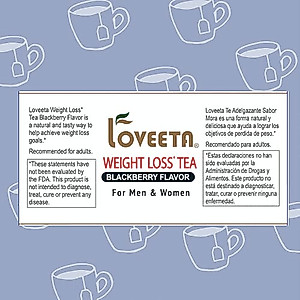 Loveeta Wellness Weight Loss Tea Blackberry - 15 Tea Bags (Gmo Free, Gluten Free, Dairy Free, Sugar Free & 100% Natural)