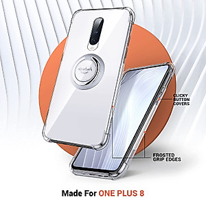 Silverback for OnePlus 8 Case Clear with Ring Kickstand, Protective Soft TPU Shock -Absorbing Bumper Shockproof Phone Case for OnePlus 8 -Clear [NOT Compatible with Verizon UW Version]