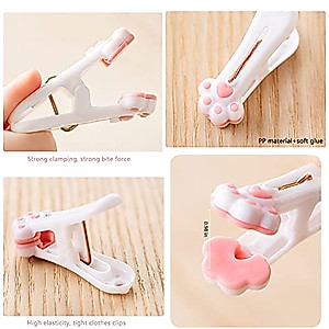 Clothespins Plastic Clothes Pins Heavy Duty Outdoor for Hanging Clothes, Traceless Clothes Pegs, chip Clips, Plastic Sealing Clip, Snack Bags Clips with Cute Cat Claw Pattern