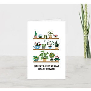 Happy Birthday Card, Plant Card, Here is to Another Year Full Of Growth, Plant Lover Birthday