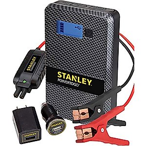 STANLEY SS4LS 600 Peak Battery Amps PowerToGo Lithium Ion Power Station Jump Starter and 8000mAh Portable Power Bank: Dual 3.1A USB Ports, Battery Clamps , Gray