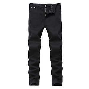 Men's Black Skinny Slim Fit Stretch Straight Leg Fashion Jeans Pants, 31W