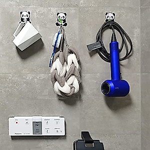 M MORCART Panda Wall Hangers Without Nails, Large Adhesive Hooks with Crystal-Like Glossy Surface, 4-Pack Heavy Duty Sticky Hooks for Hanging Keys Purse Towels Jewelry Calendar Backpack Mask