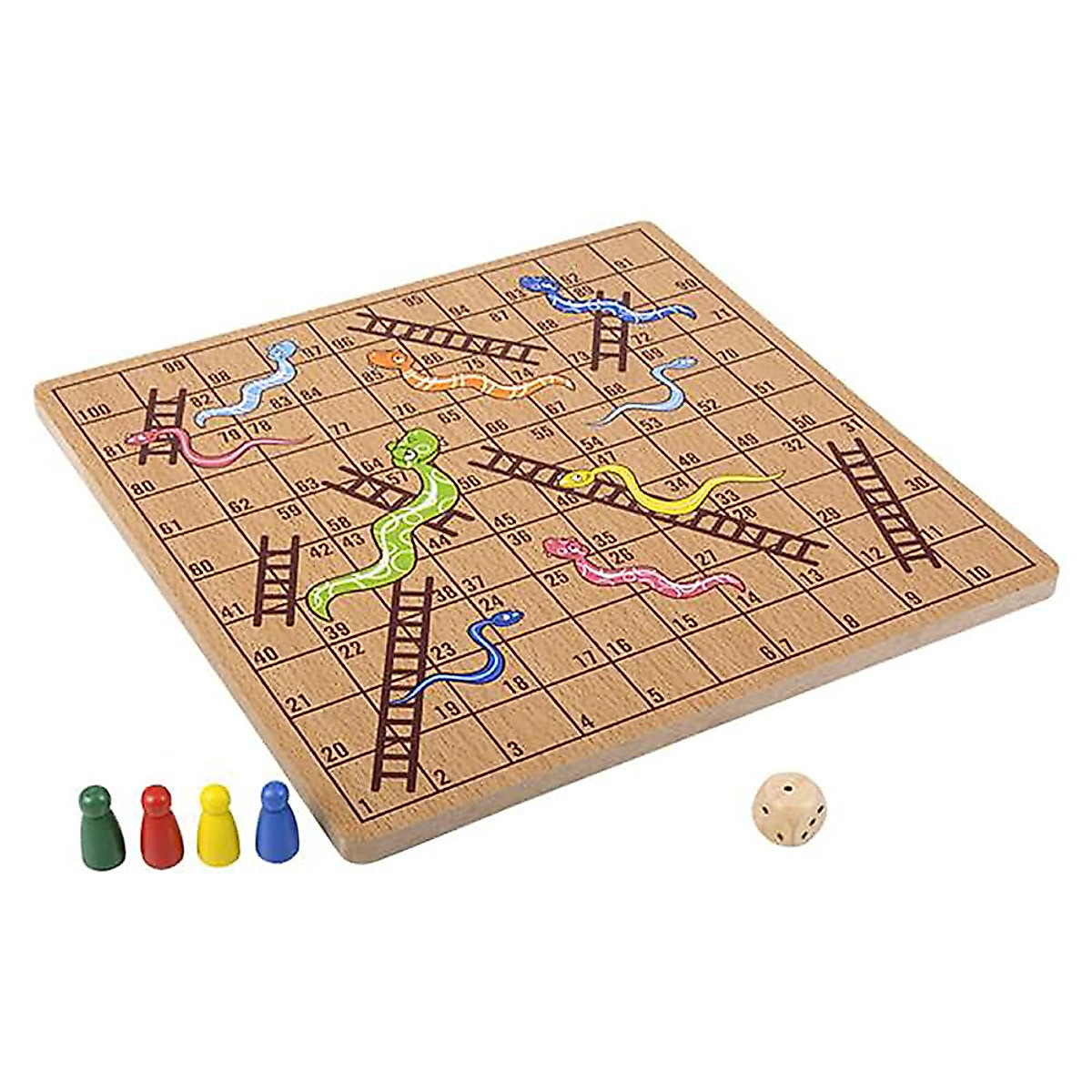 The Dreidel Company Classic Wooden Board Games, Great for Prizes, 10" (10" Wooden Snakes & Ladders)