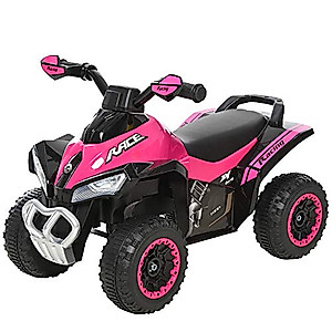 Aosom NO Power Kids Ride On Push Car, Ride Racer, Foot-to-Floor Sliding Car, Walking ATV Toy with Music, Lights, for 1.5-3 Years Old, Pink
