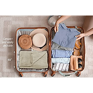 BELL+HOWELL, Cream Colored Travel Blanket for Airplane / or Use as a Throw Blanket for Home, Ultra Soft Materials, Machine Washable, Carrying Case Included