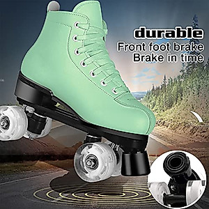 PERZCARE Roller Skates for Women&Girls,Classic Double Row 4 Wheels Shiny Quad Men's Skates,PU Leather High-top Roller Skates for Teens/Adult/Boys/Unisex Indoor/Outdoor