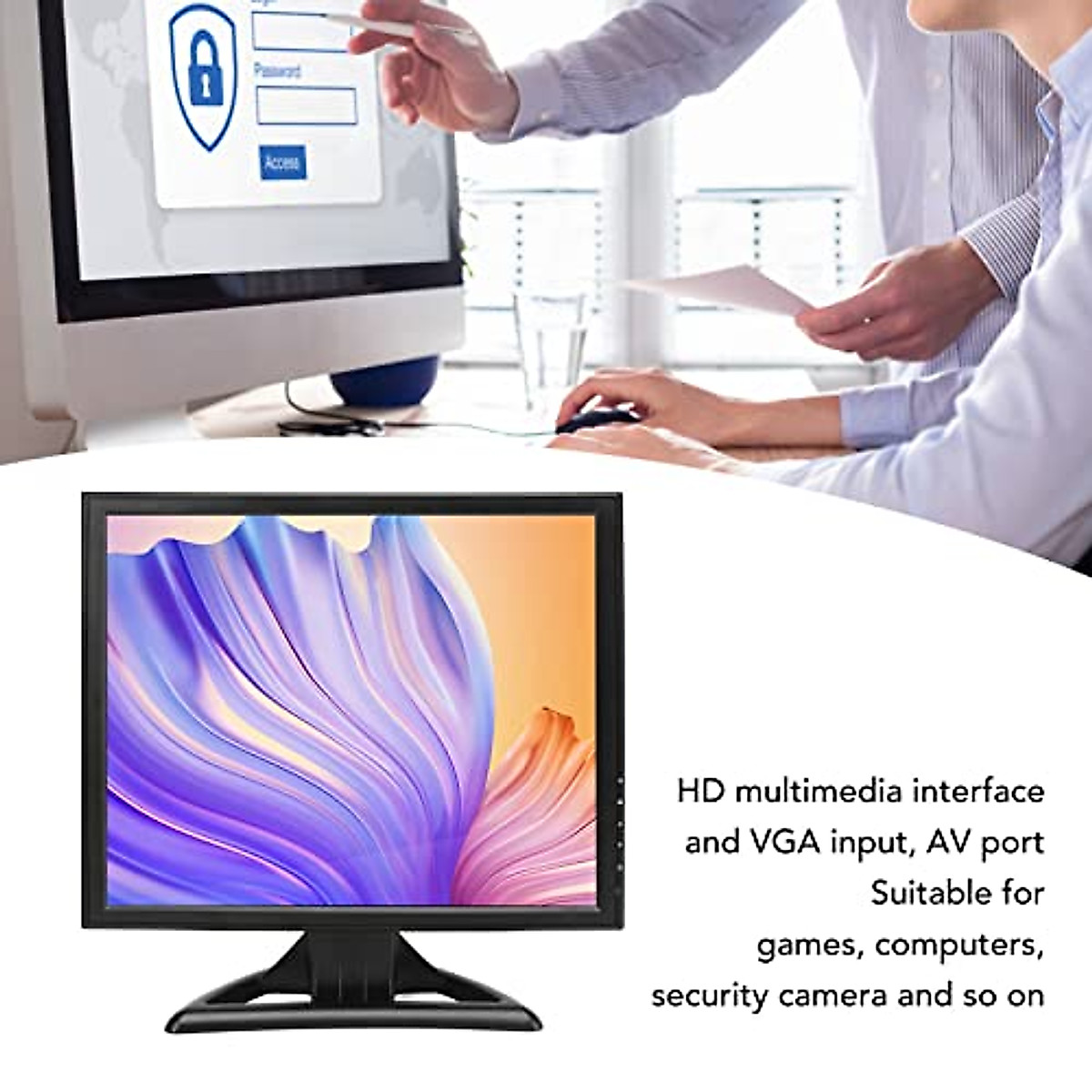 17 Inch LED Monitor with VGA, AV, BNC, DC, USB, HD Multimedia Interface, 1280x1024 Portable Computer Monitor with Dual Speakers and Remote Control for Family Entertainment