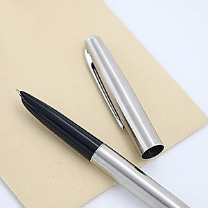 JINHAO 911 Fountain Pen - Stainless Steel Body - 0.38mm Extra Fine Nib Calligraphy Writing Pens Includes Ink Refill Converter with Pen Case Set