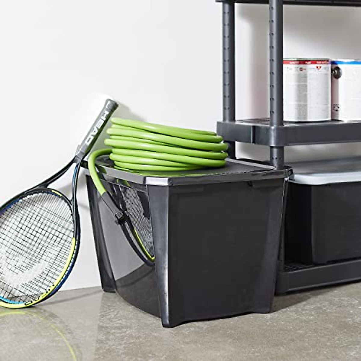 Life Story Black 20 Gal Stackable Organization Storage Box Container (7 Pack)