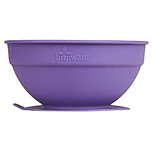 brinware 2 Piece Glass and Silicone Suction Bowls, Pink Purple