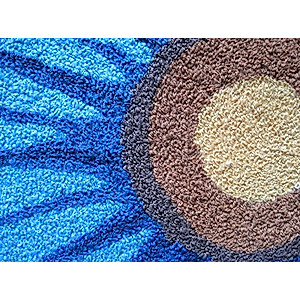 Judy Dre am Blue FFlowers Shape Area Rugs Hand Woven Round Sunflowers Runner Rug for Bedroom,Living Room,Kitchen,Bathroom,Bedside Floor Mat Non-Slip Floral Farmhouse Absorbent Doormat 25.6" X 25.6"