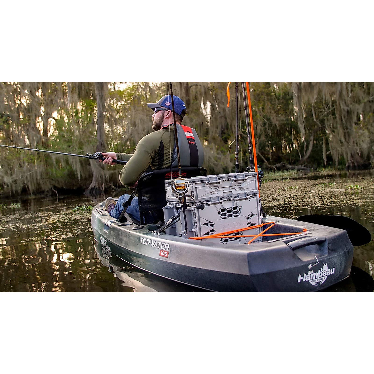 Flambeau Outdoors 455TKP Tuff Krate, Kayak Tackle Storage Solution, Fishing Organizer Crate, Premium, Gray