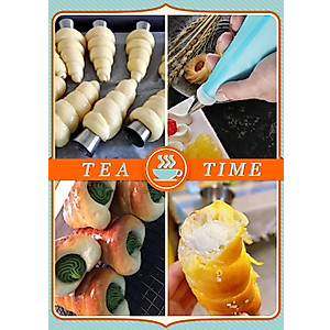 AMBESTAR 10 Pack Cream Horn Molds for Baking +10 Pack Cannoli Tubes Stainless Steel, 5 inch Large Size Cream Horn Mould and Cannoli Tubes for Baking Cream Horns, Brioche Rolls