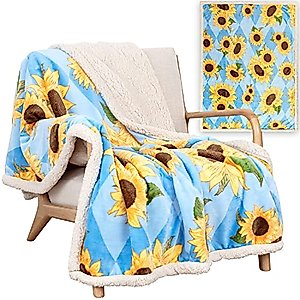 Sunflower Blanket - 50x60 Inch Lightweight and Luxuriously Ultra Soft Bright and Cheerful Sunflower Throw Blanket - Beautiful Sunflower Decor for Bedroom or Living Room