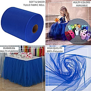 Royal Blue Tulle Fabric Rolls 6 Inch by 200 Yards (600 feet) Fabric Spool Tulle Ribbon for DIY Royal Blue Tutu Bow Baby Shower Birthday Party Wedding Decorations Craft Supplies
