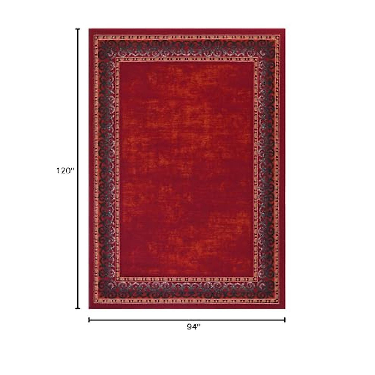 Antep Rugs Alfombras Bordered Modern 8x10 Non-Slip (Non-Skid) Low Pile Rubber Backing Indoor Area Rug (Maroon Red, 7'10" x 10')