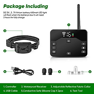 Wireless Dog Fence,2023 Wireless Boundary Containment System,2-in-1 Electric Dog Fence & Remote Training Collar,Adjustable Vibration & Shock,IP65 Waterproof Training Collar for Large and Medium Dogs