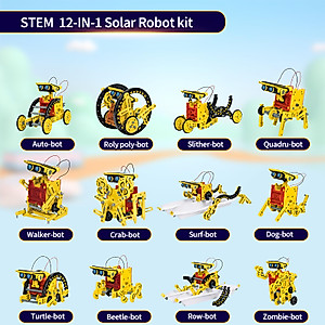 Science Experiment Solar Robots Kits for Boys Girls, 12-in-1 STEM Projects for Kids Ages 8-12, Solar Powered Robot Kit Gifts for Teen Ages 9 10 11 12