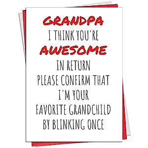 Ikassong Funny Card for Grandpa Birthday Grandparents Day 5.3 x 7.6 with 2 Envelopes
