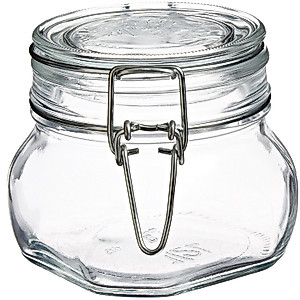 Bormioli Rocco Fido Square Jar with Clear Lid, 17-1/2-Ounce, Set of 2